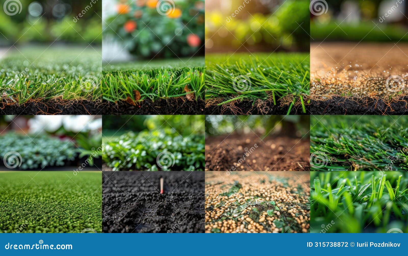 Lawn Installation Collage: the Process of Creating a Green Oasis Stock ...