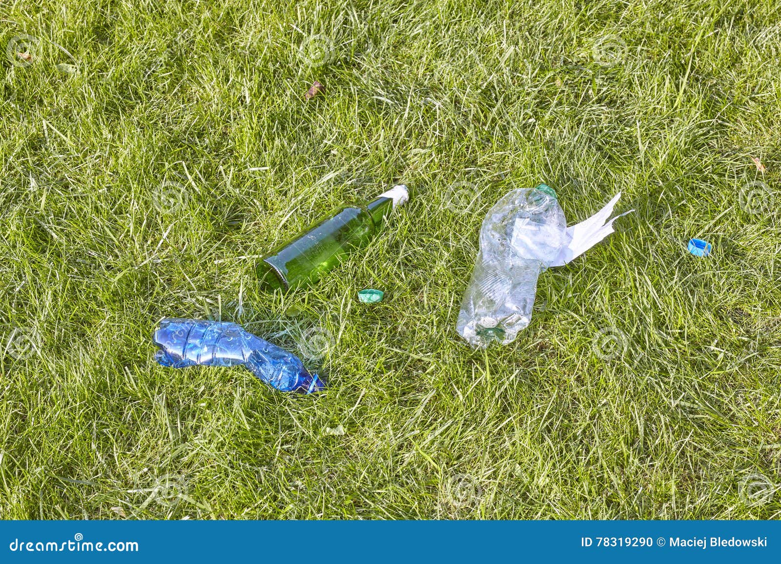 Lawn Littered with Bottles. Stock Photo - Image of pollution, plastic ...