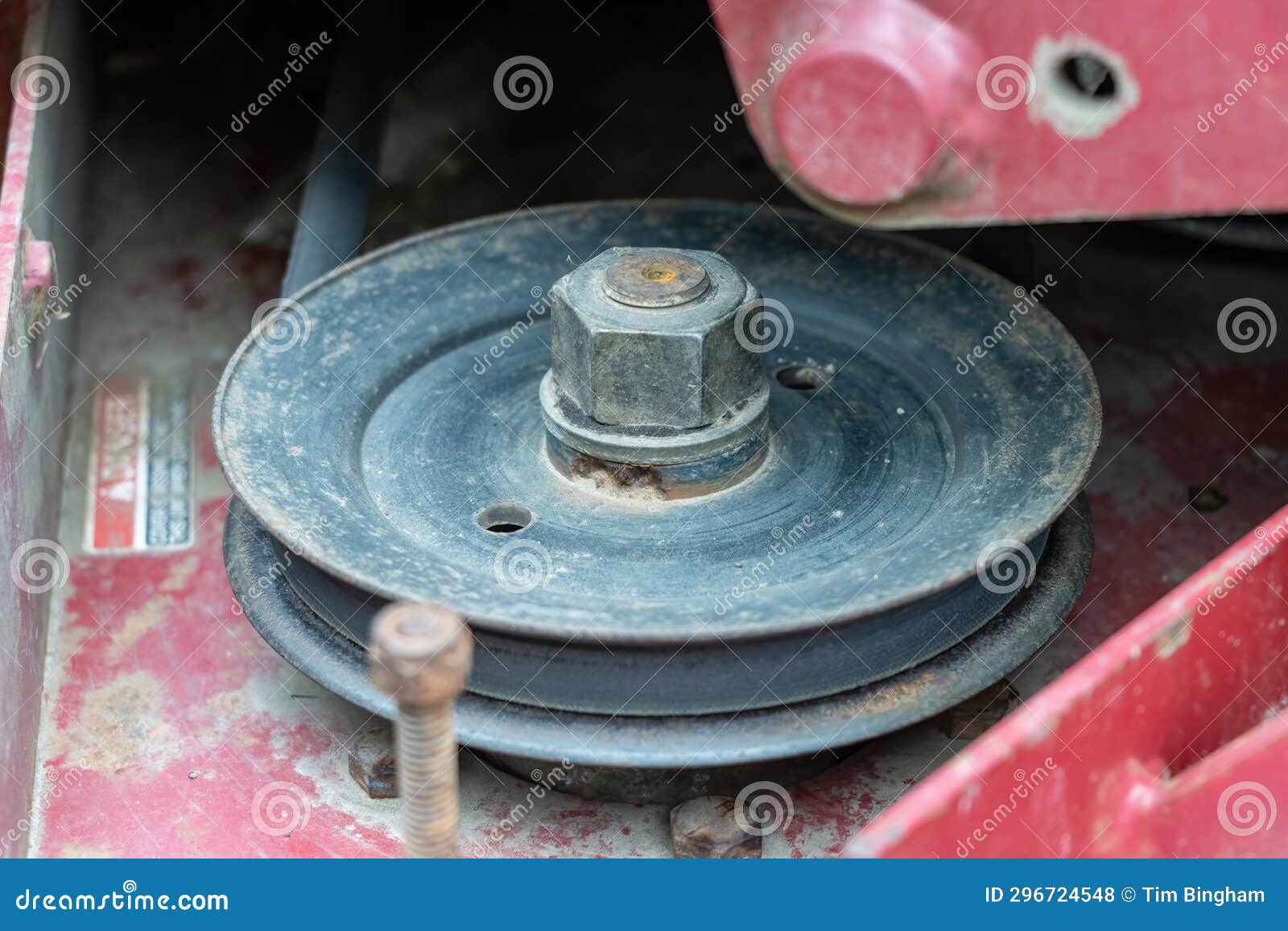 Lawn Mower Blade Pulley on Mower Deck Stock Photo - Image of engine ...