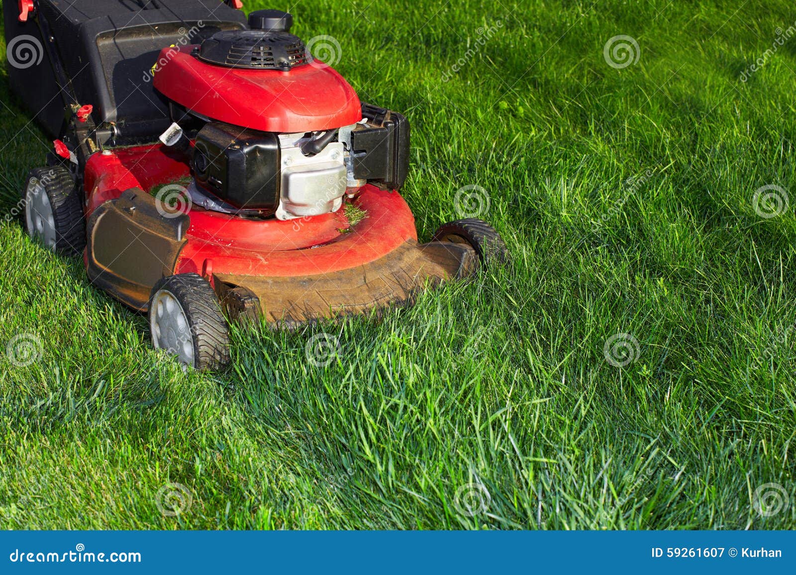Lawn Mower Cutting Green Grass. Stock Image - Image of garden, machine ...