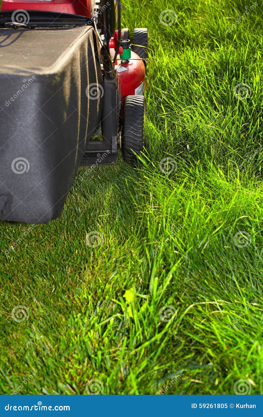 Lawn Mower Cutting Green Grass. Stock Image - Image of gardening, yard ...
