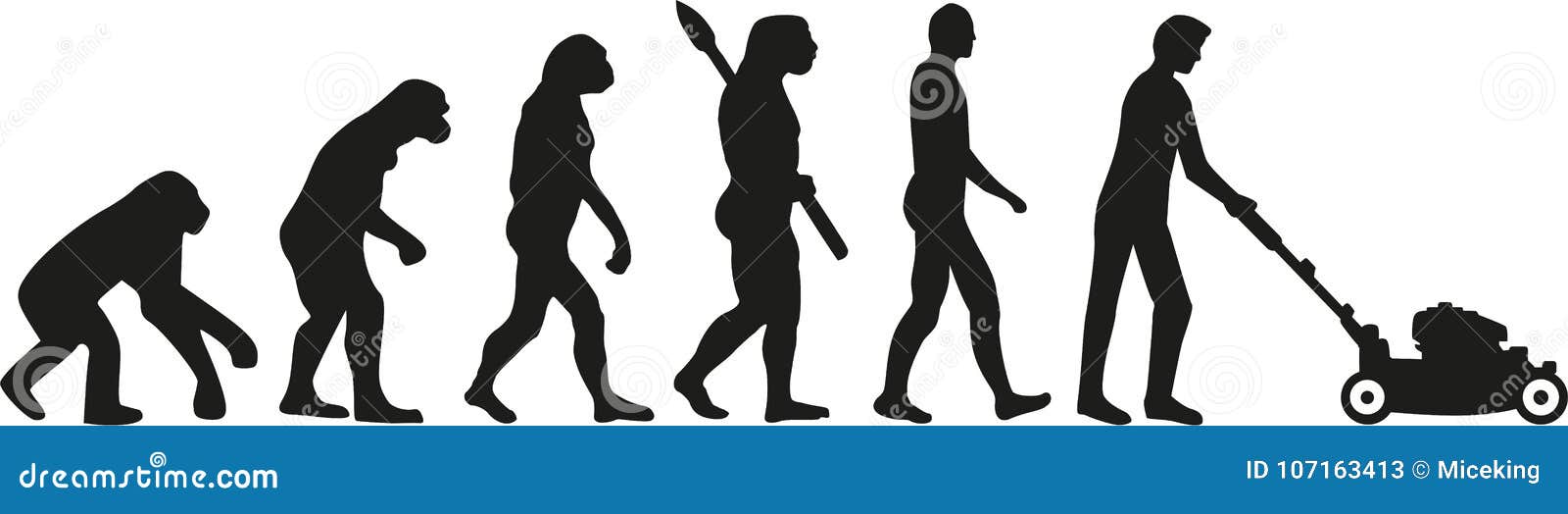 Lawn mower evolution stock vector. Illustration of plant - 107163413