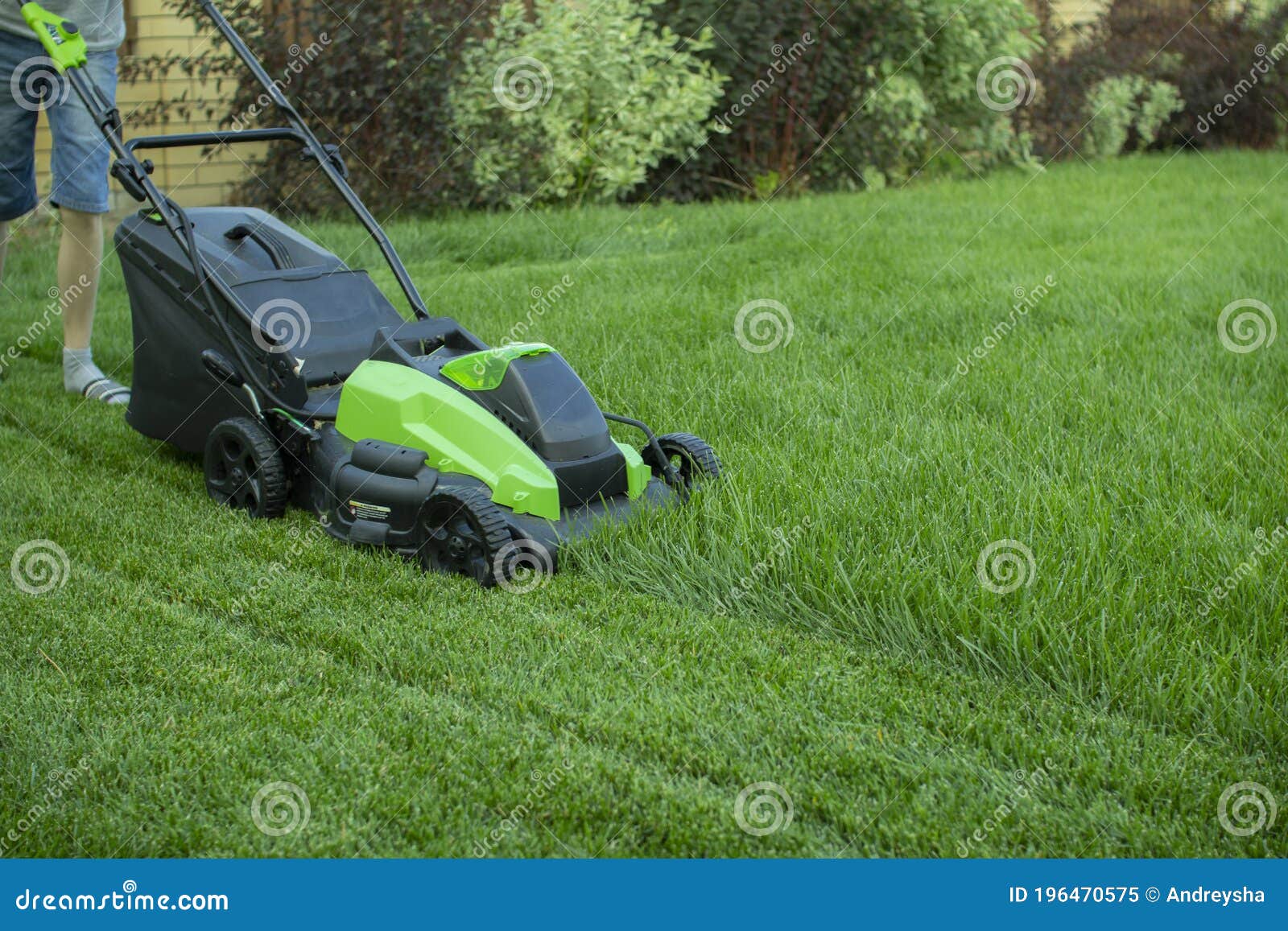 Lawn Mower on a Green Lawn. Stock Image - Image of estonia, outdoors ...