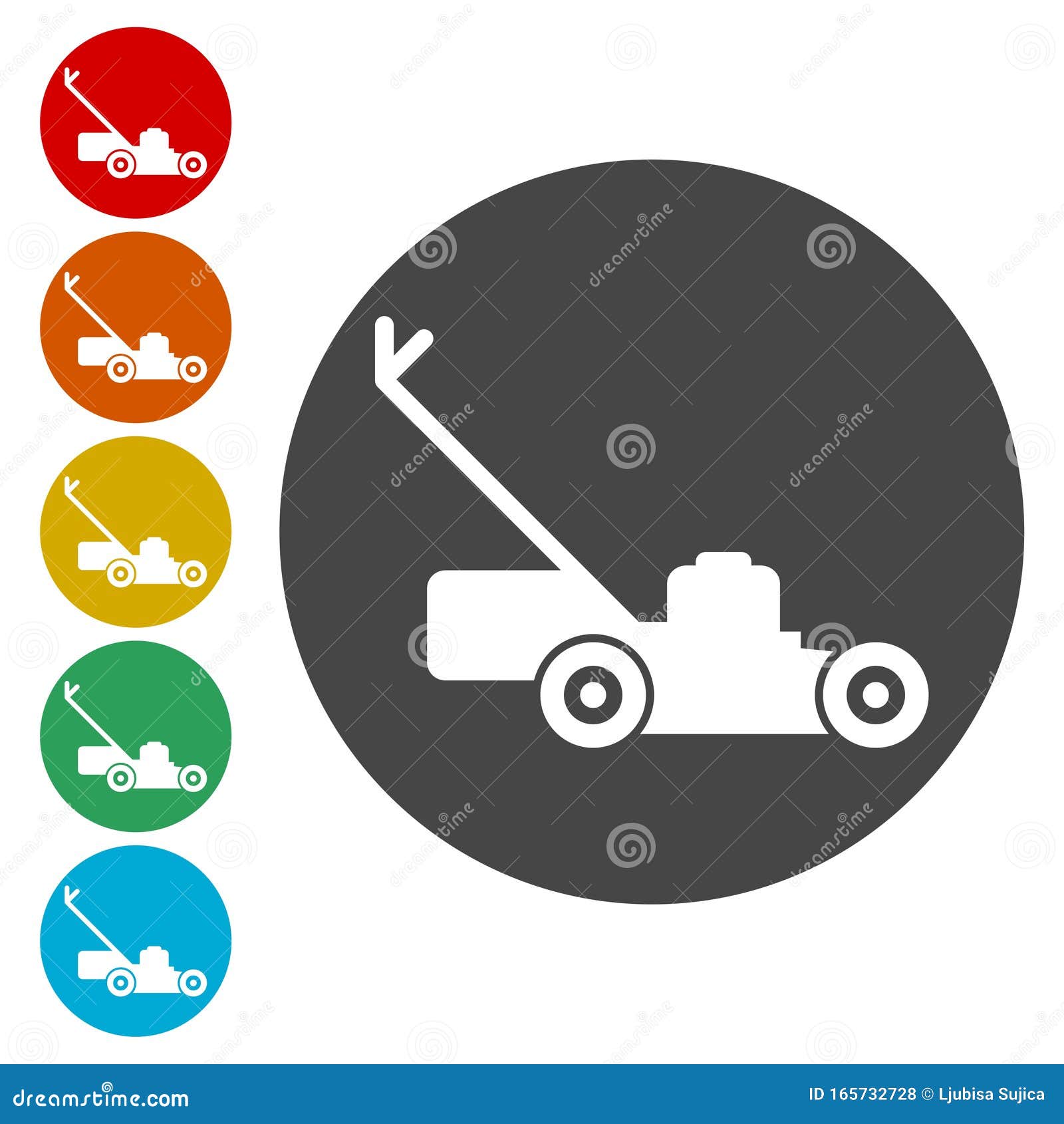 Lawn Mower Icons Set Vector Illustration Stock Vector - Illustration of ...