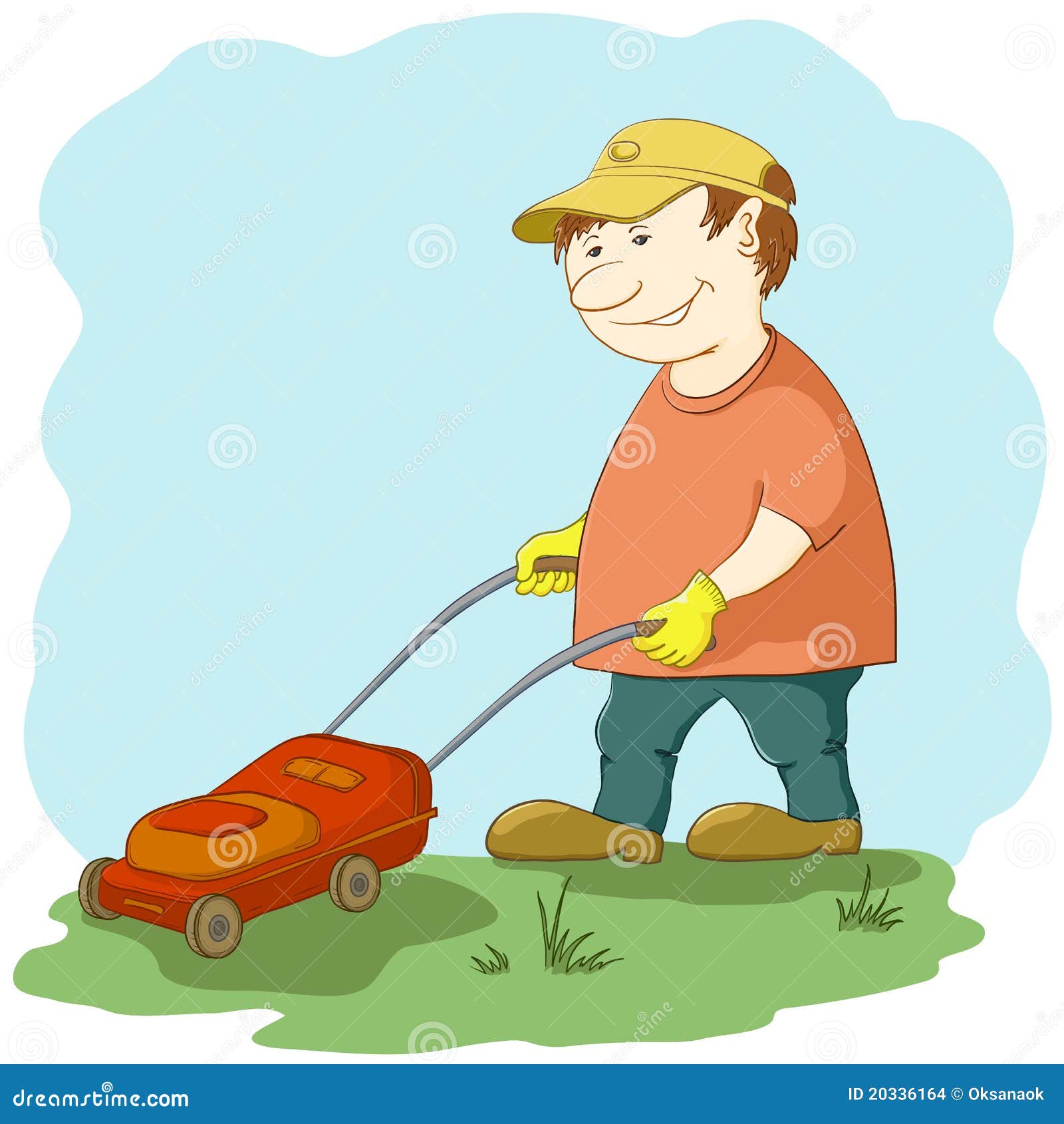Lawn mower man stock vector. Illustration of outside - 20336164