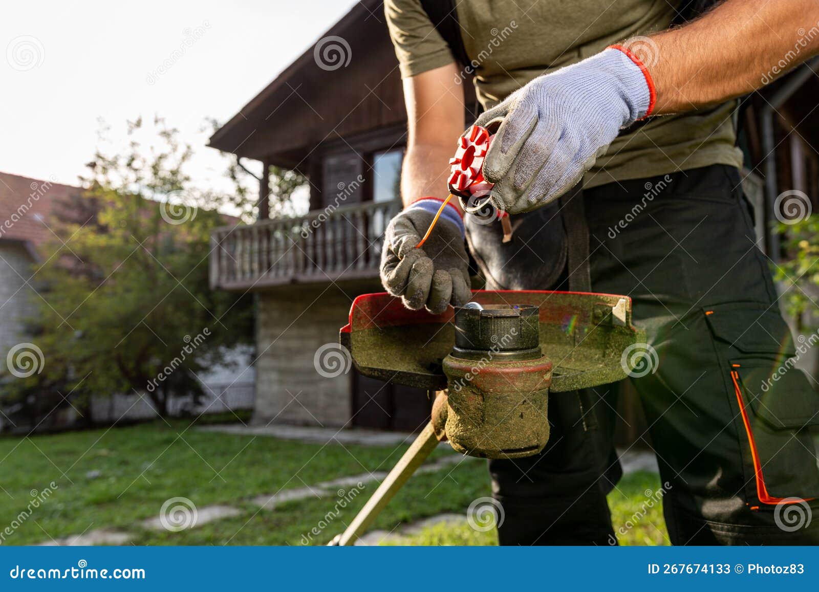 Lawn Mower Pulls the Line Out of the Trimmer Coil. Maintenance of ...