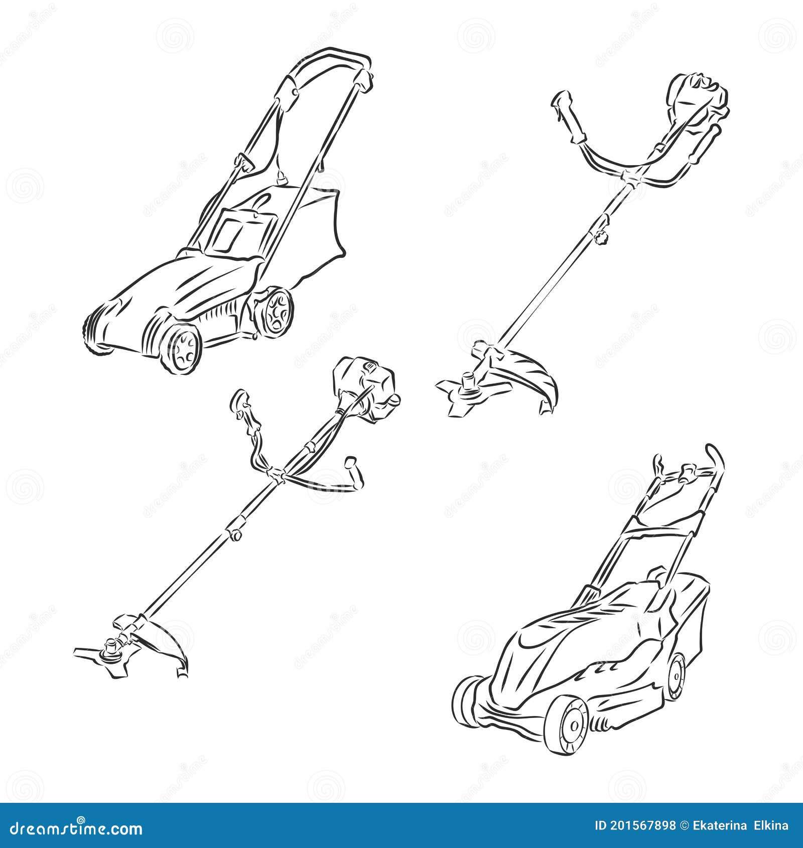 Lawn Mower, Vector Illustration. Lawn Mower, Vector Sketch Illustration ...