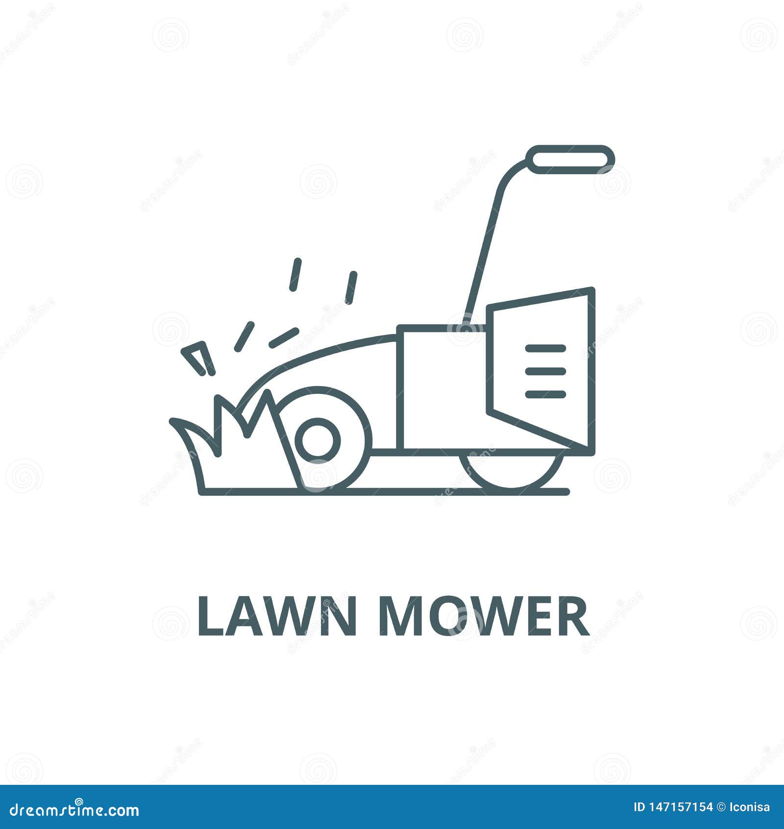 Lawn Mower Vector Line Icon, Linear Concept, Outline Sign, Symbol Stock ...