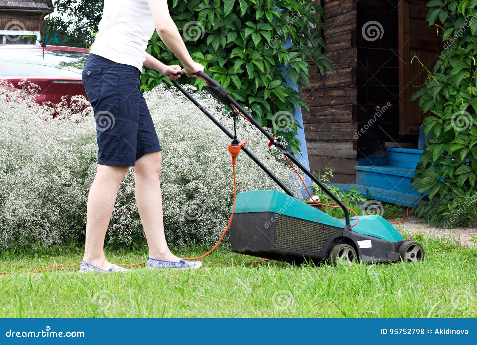 Lawn Mower at Work stock photo. Image of lawnmower, clipper - 95752798
