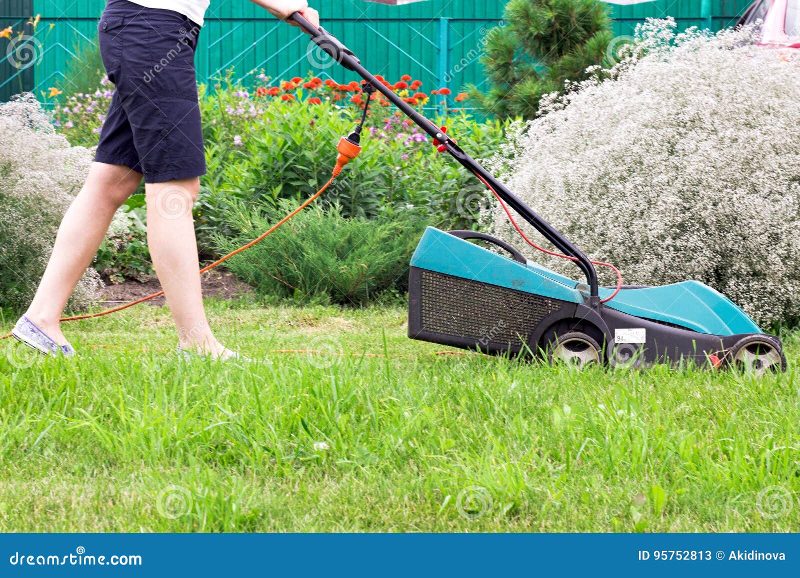 Lawn Mower at Work stock image. Image of hobby, cutter - 95752813