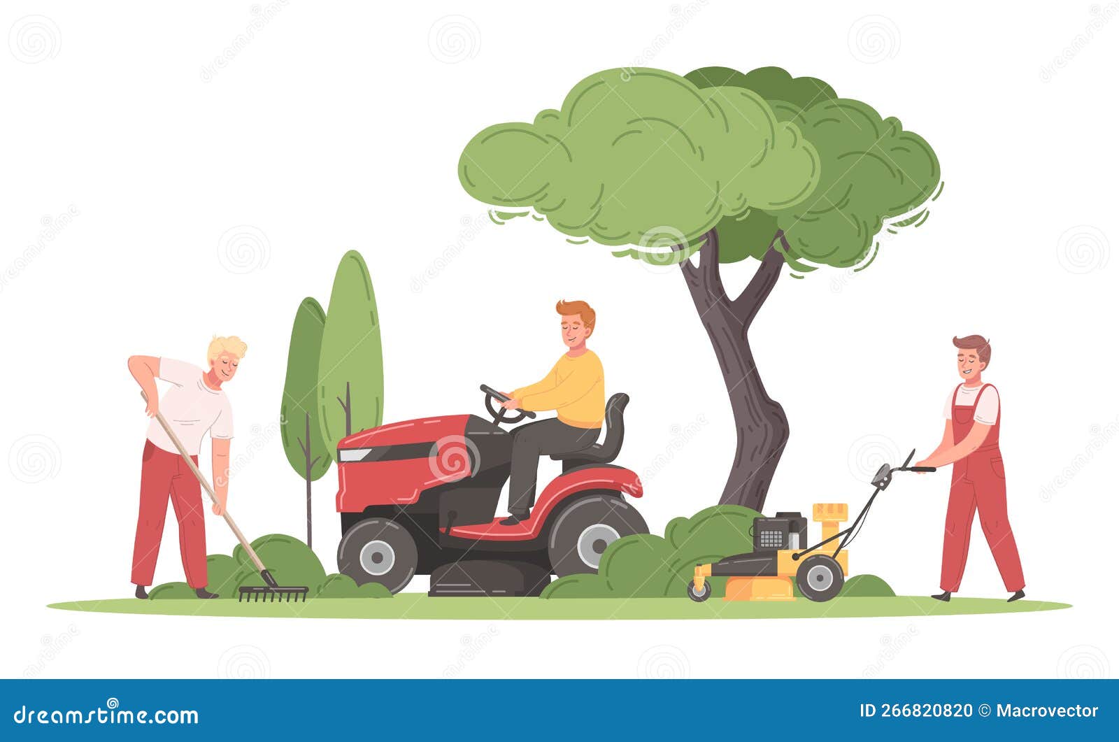 Lawn Mowing Cartoon stock vector. Illustration of motor - 266820820