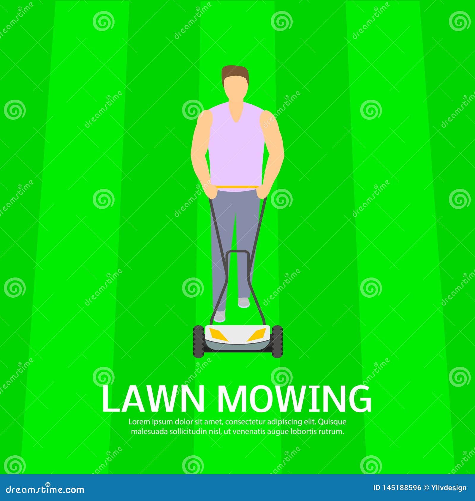 Lawn Mowing Sport Field Concept Background, Flat Style Stock Vector ...