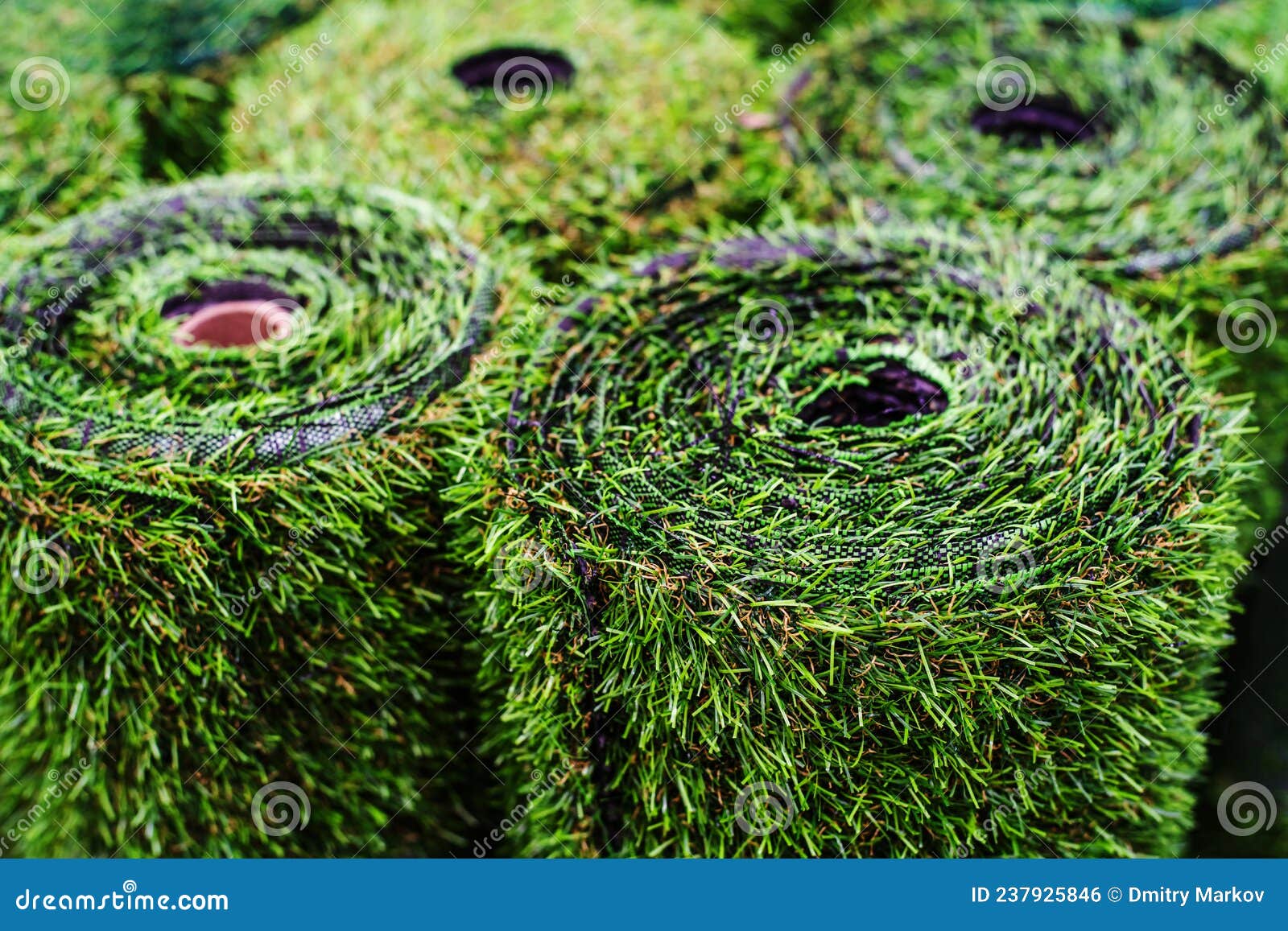 Lawn in Rolls Made of Polymeric Materials. Polyethylene Grass in a ...