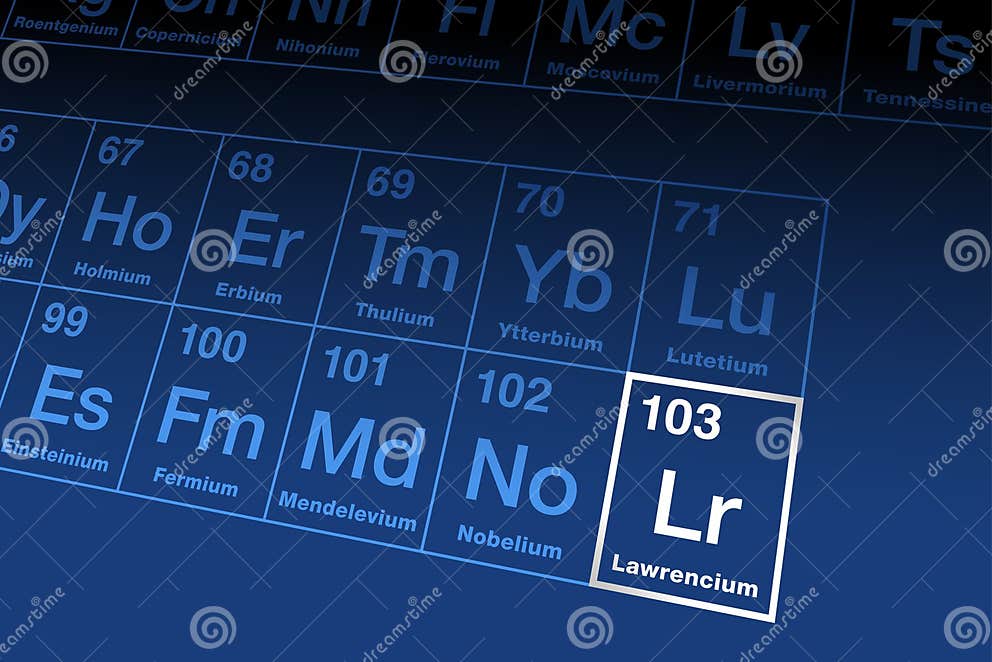 Lawrencium on Periodic Table of the Elements, with Element Symbol Lr ...