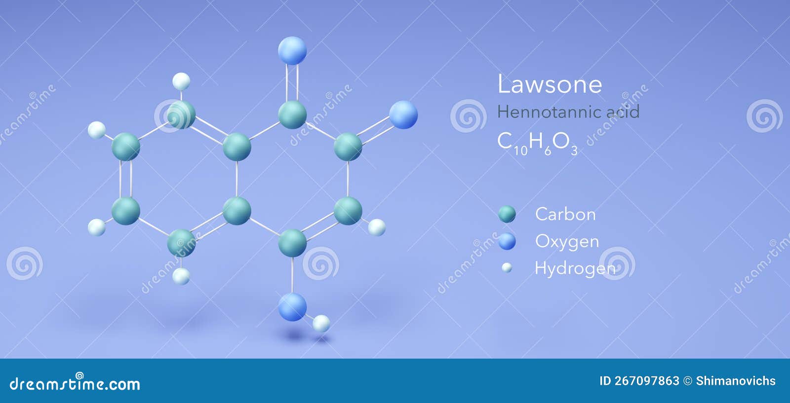 Lawsone Molecule, Molecular Structures, Hennotannic Acid 3d Model ...