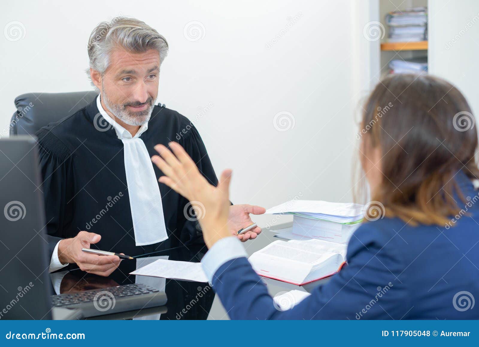 Lawyer in Heated Discussion with Client Stock Photo - Image of male ...