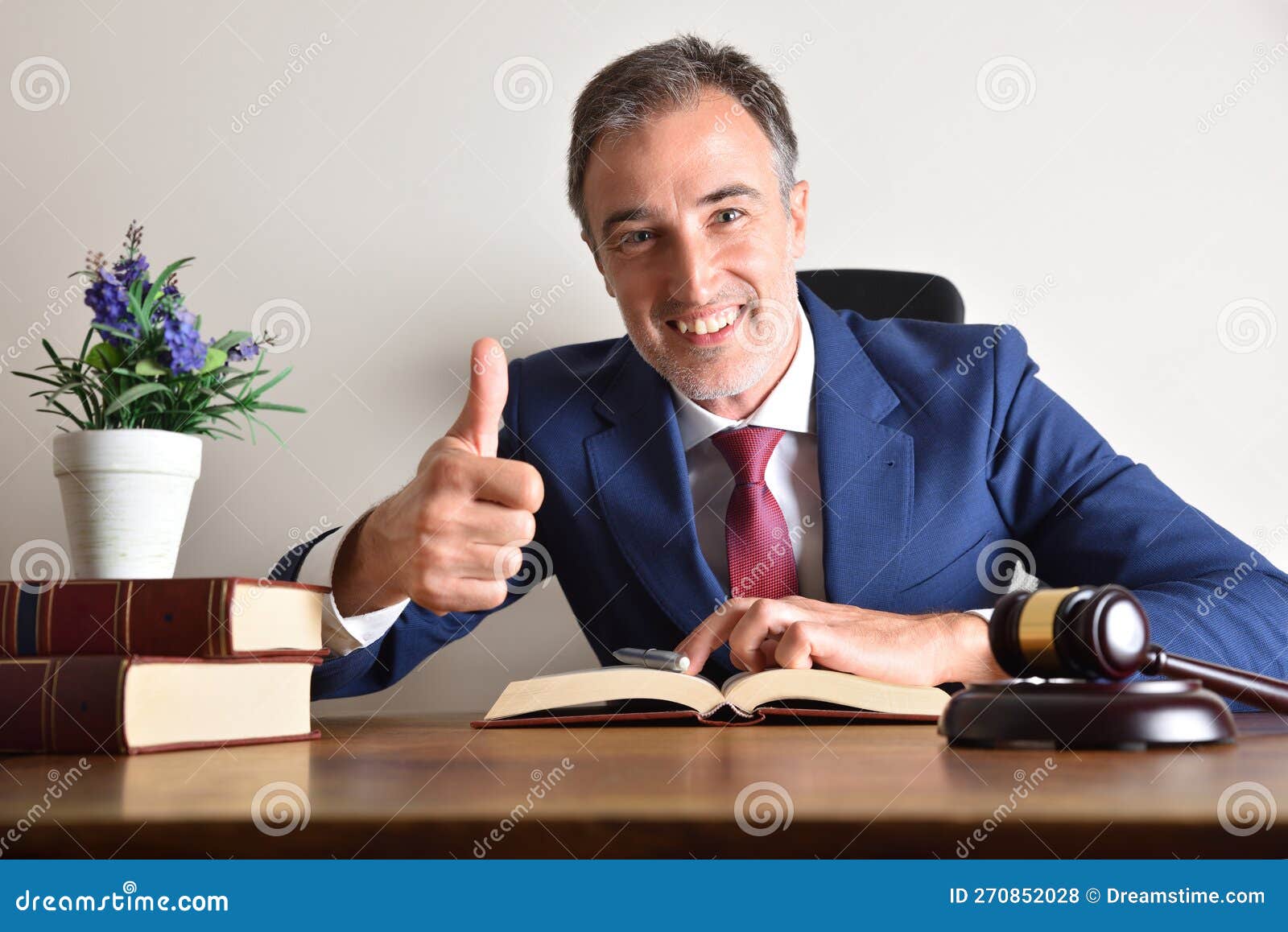 Lawyer in His Office Making Ok Sign with His Hand Stock Photo - Image ...