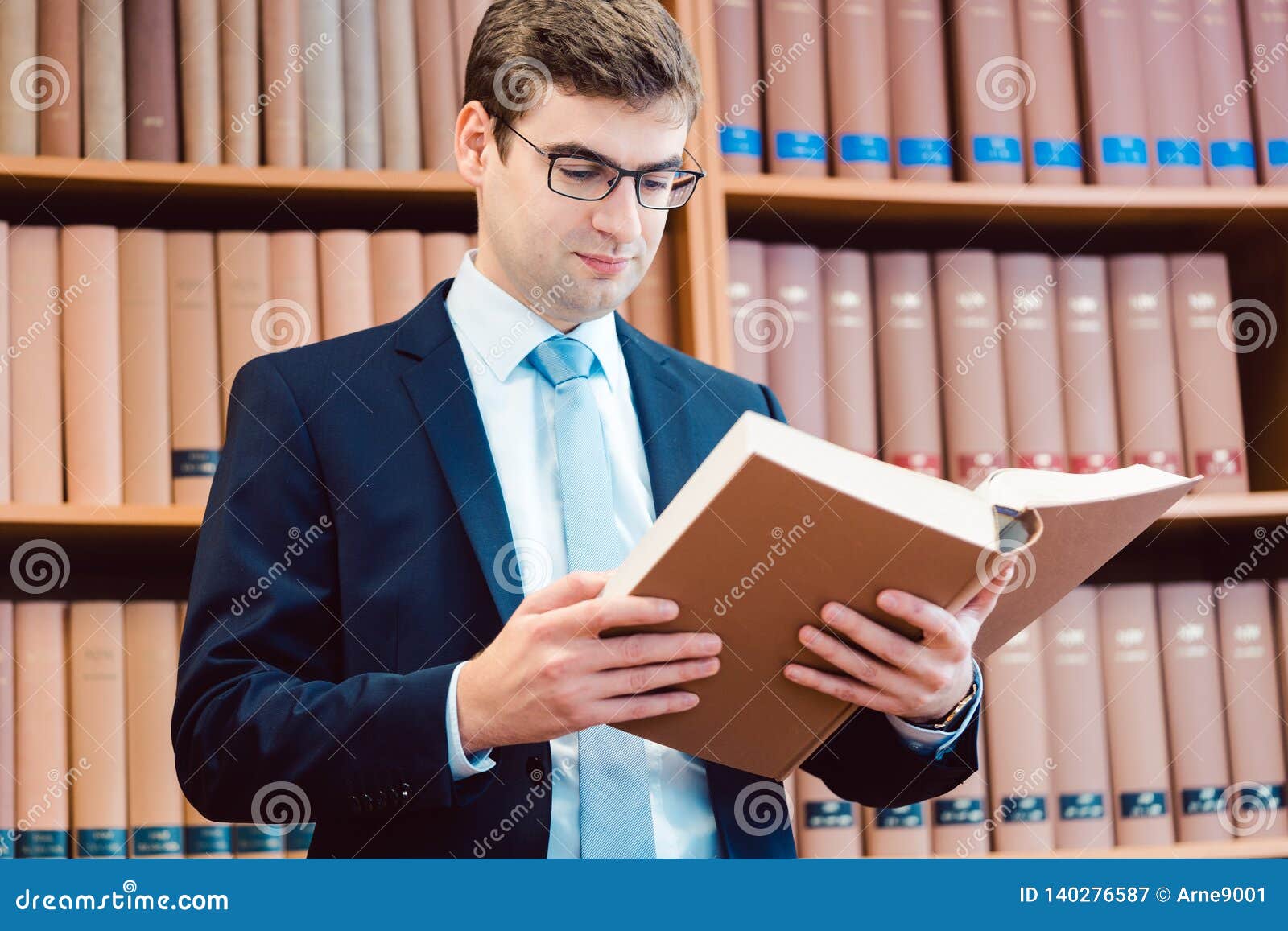 Lawyer in His Office Reading Precedents in Thick Books Stock Image ...