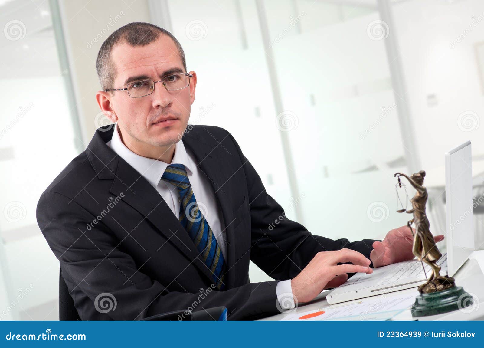 Lawyer on his workplace stock image. Image of agreement - 23364939