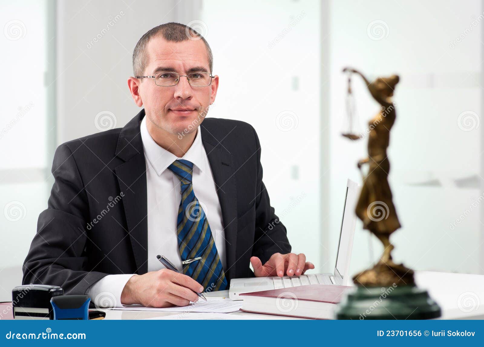Lawyer on his workplace stock photo. Image of paper, hand - 23701656