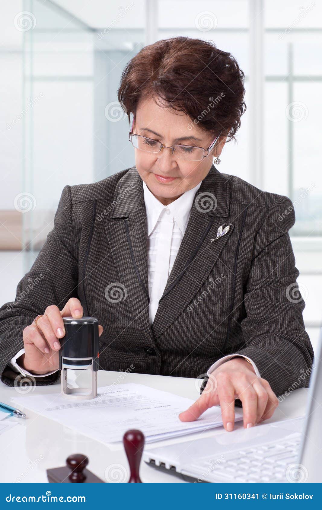 Lawyer on His Workplace Signing Contract Stock Image - Image of notary ...