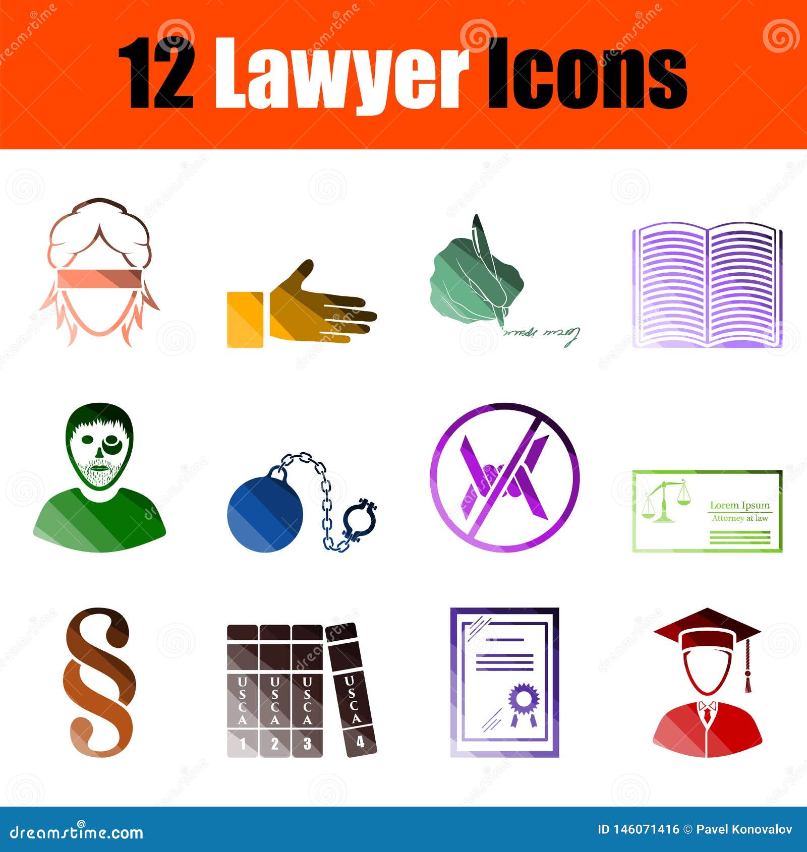 Lawyer Icon Set stock vector. Illustration of design - 146071416