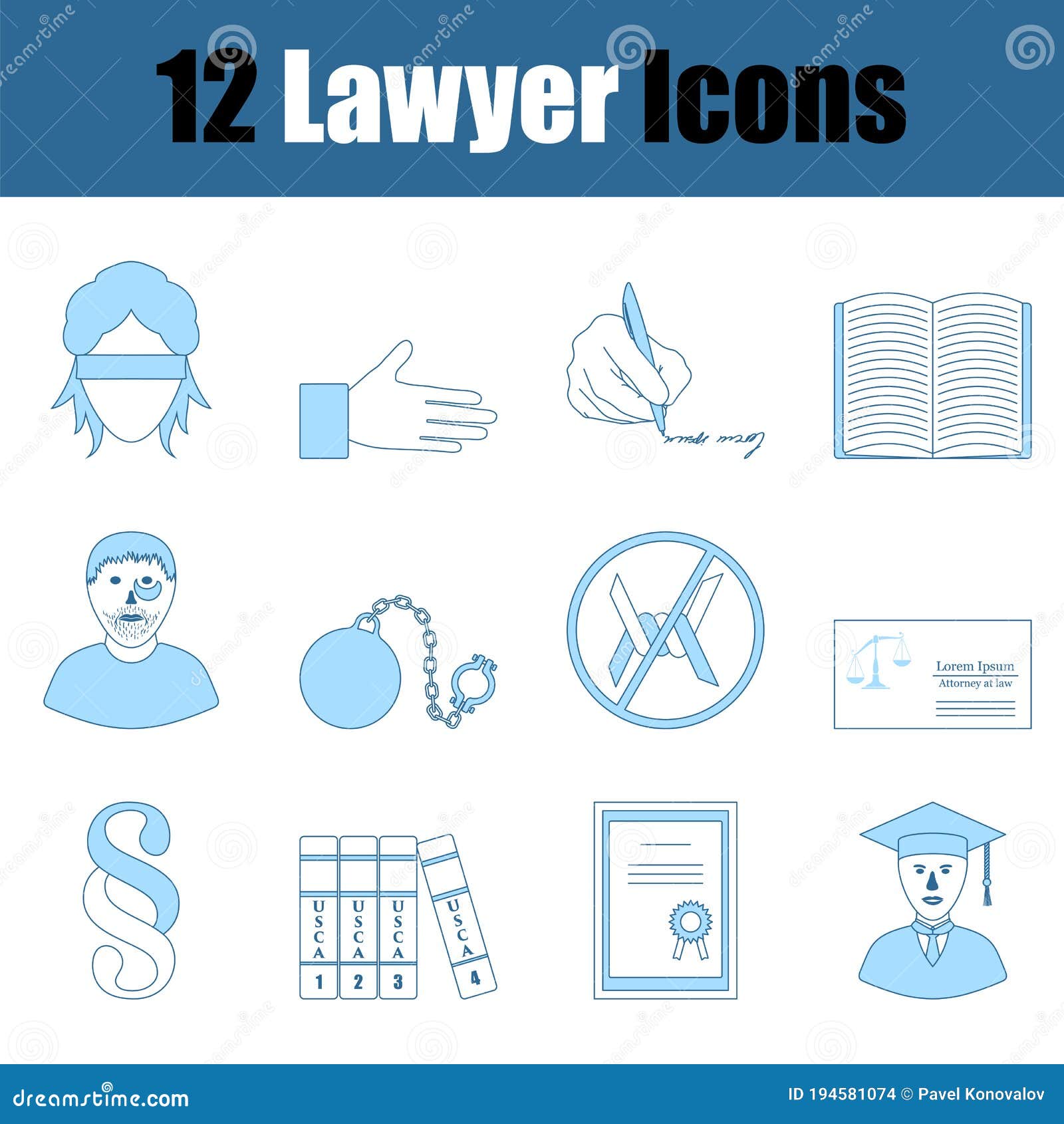 Lawyer Icon Set stock vector. Illustration of paragraph - 194581074
