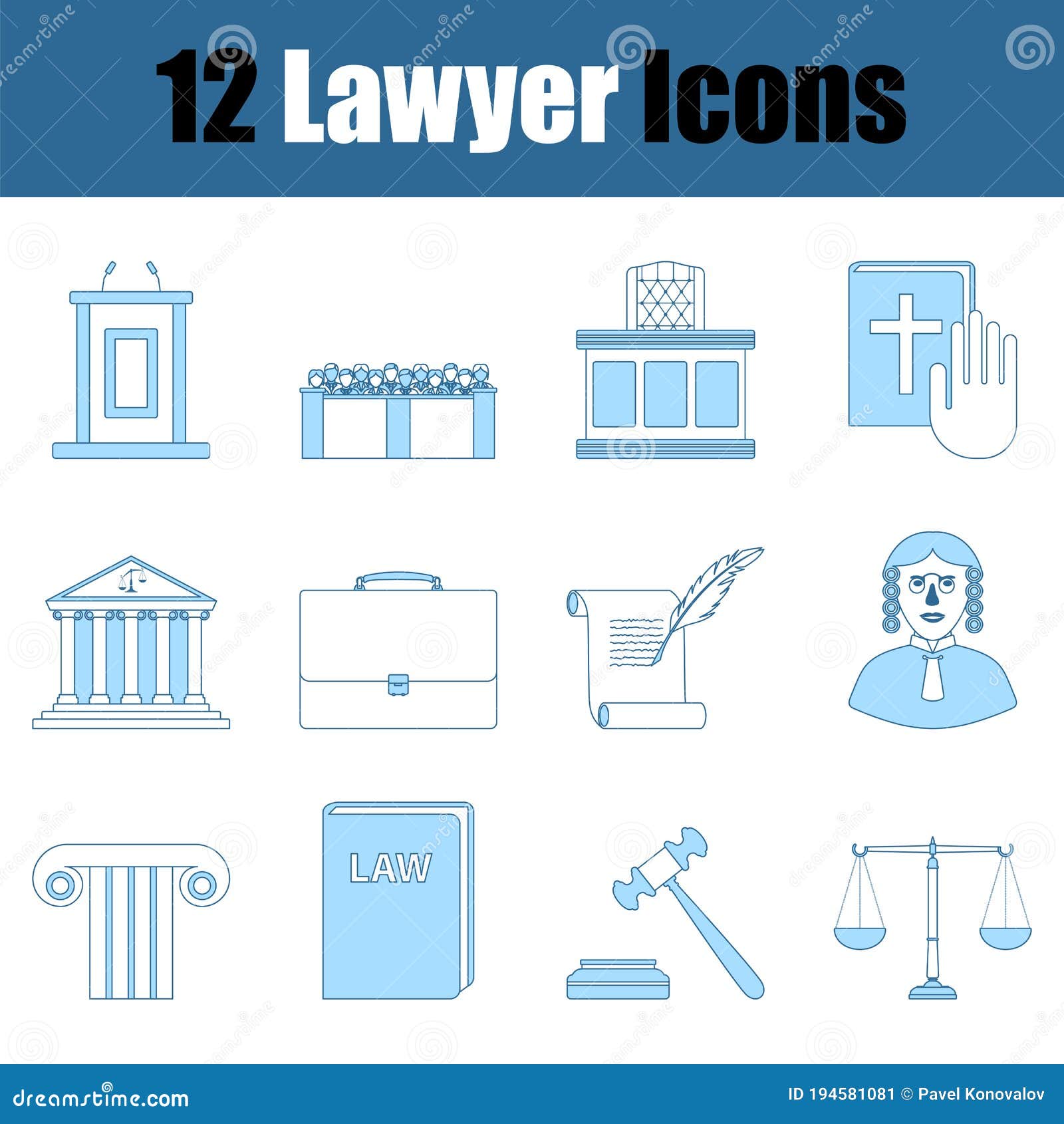 Lawyer Icon Set stock vector. Illustration of black - 194581081