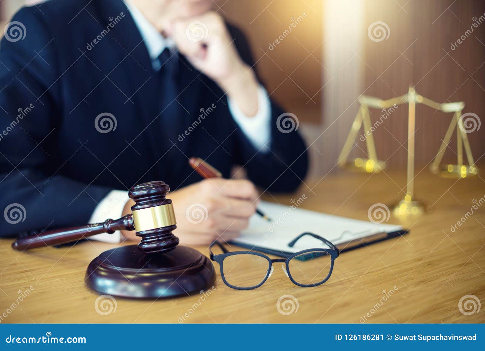 Lawyer or Judge Work in the Office with Gavel Stock Image - Image of ...