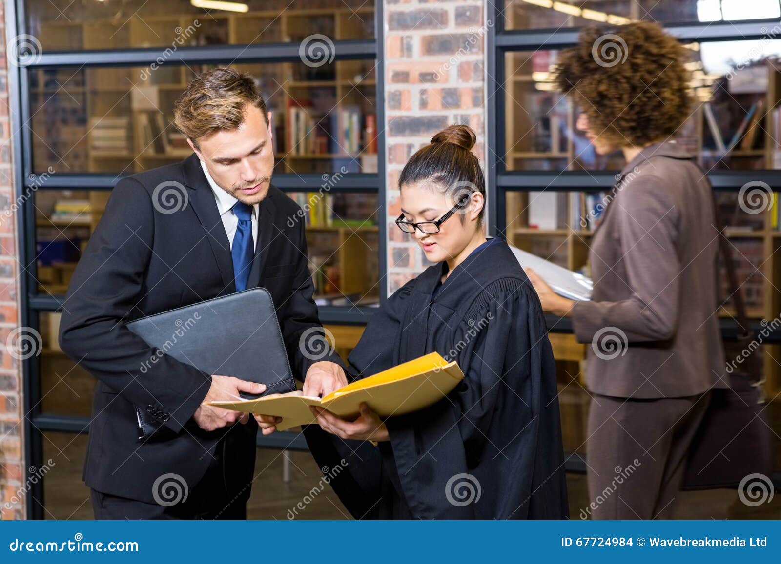 Lawyer Looking at Documents and Interacting with Businessman Stock ...