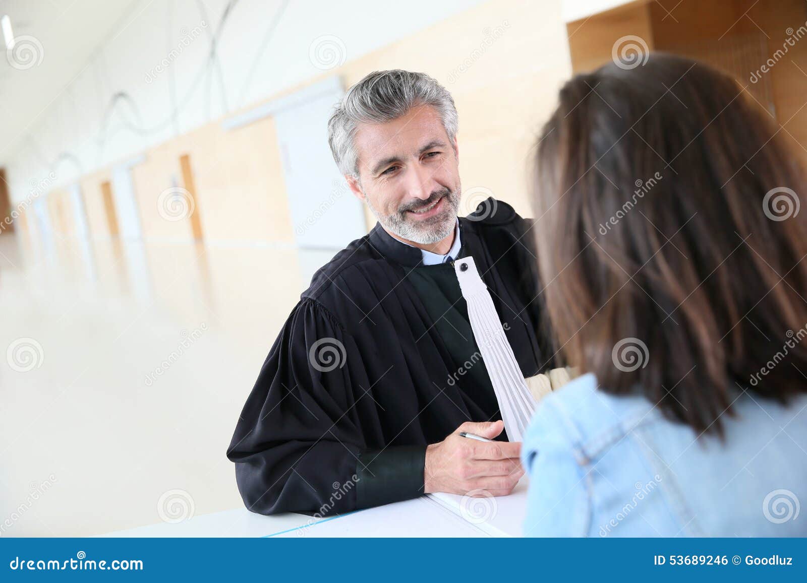Lawyer Meeting Client before Trial Stock Photo - Image of attorney ...