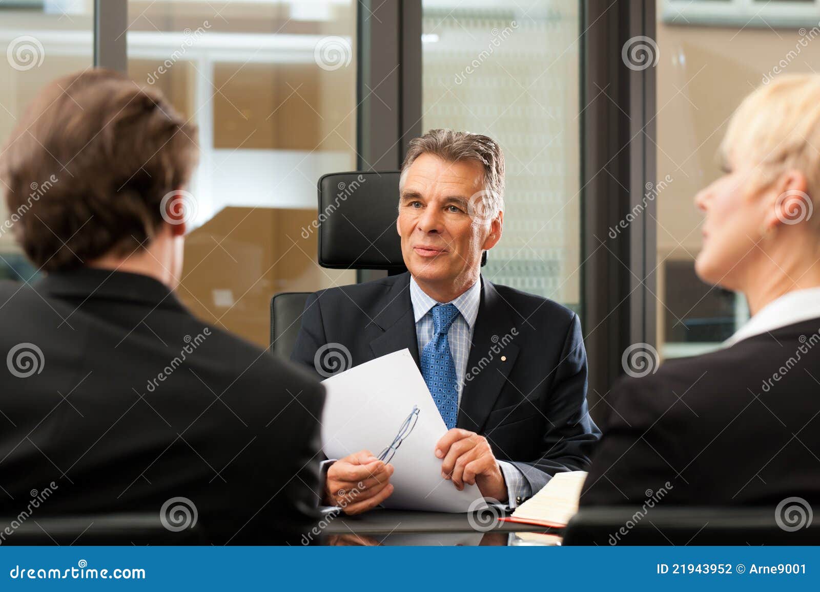 Lawyer or Notary with Clients in His Office Stock Photo - Image of ...