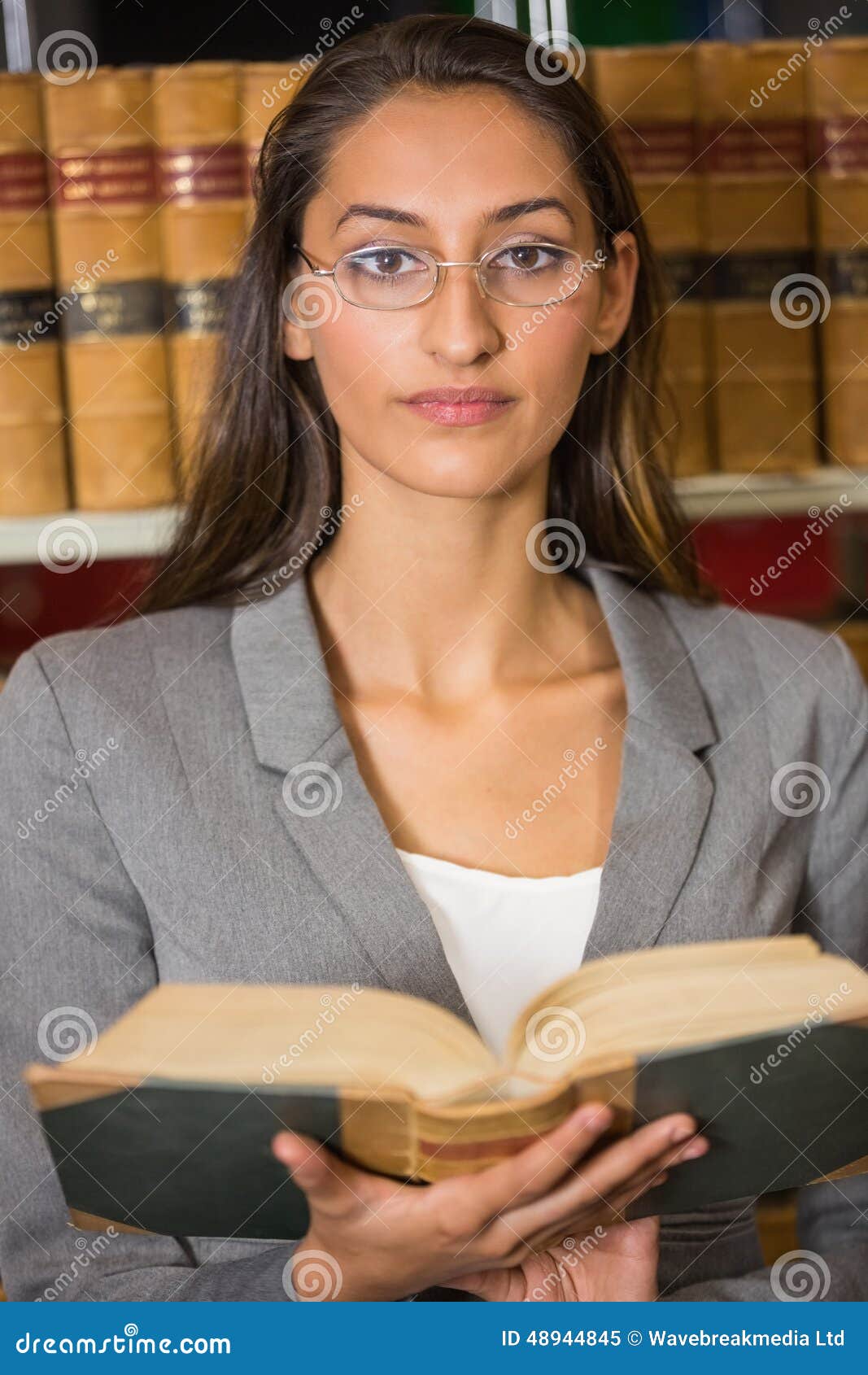 Lawyer Reading Book in the Law Library Stock Image - Image of higher ...