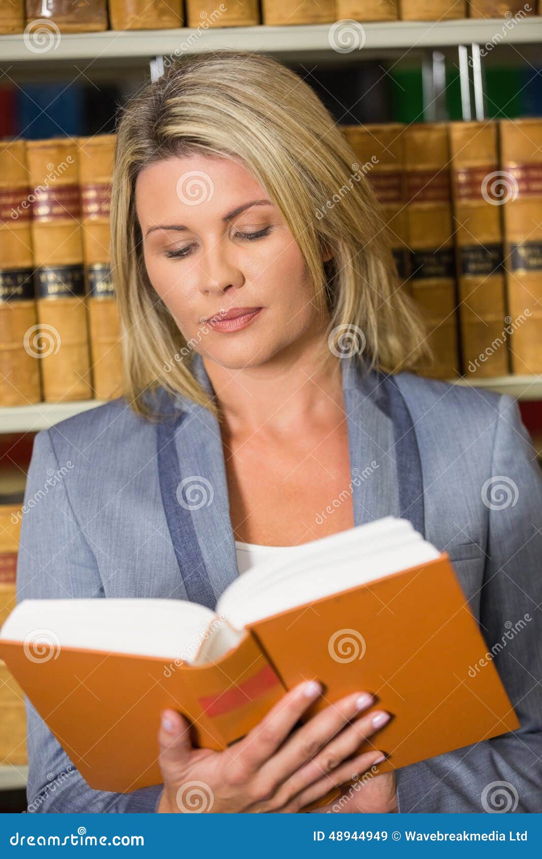 Lawyer Reading Book in the Law Library Stock Image - Image of adult ...