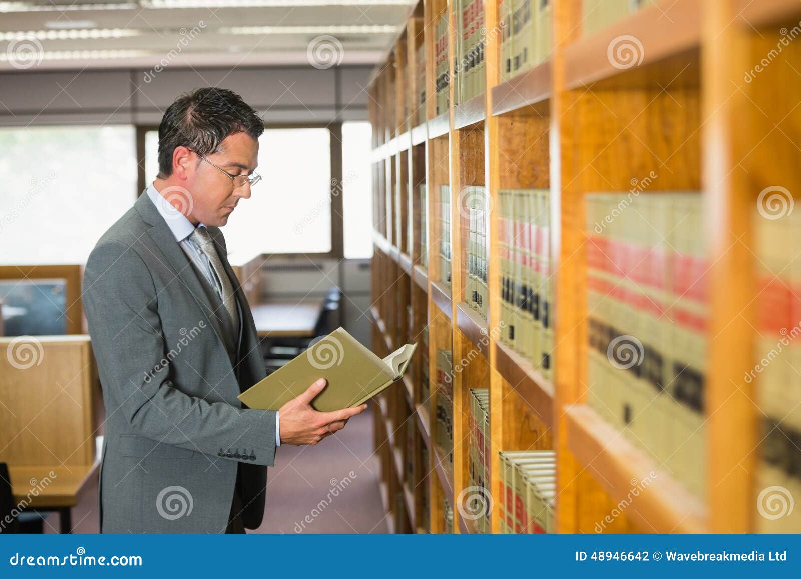 Lawyer Reading Book in the Law Library Stock Photo - Image of person ...