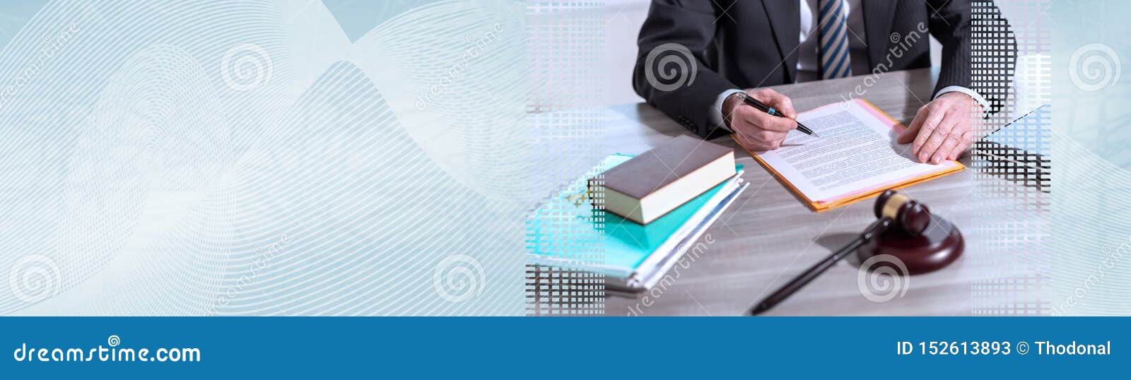 Lawyer Reading Legal Document (lorem Ipsum Text Used); Panoramic Banner ...