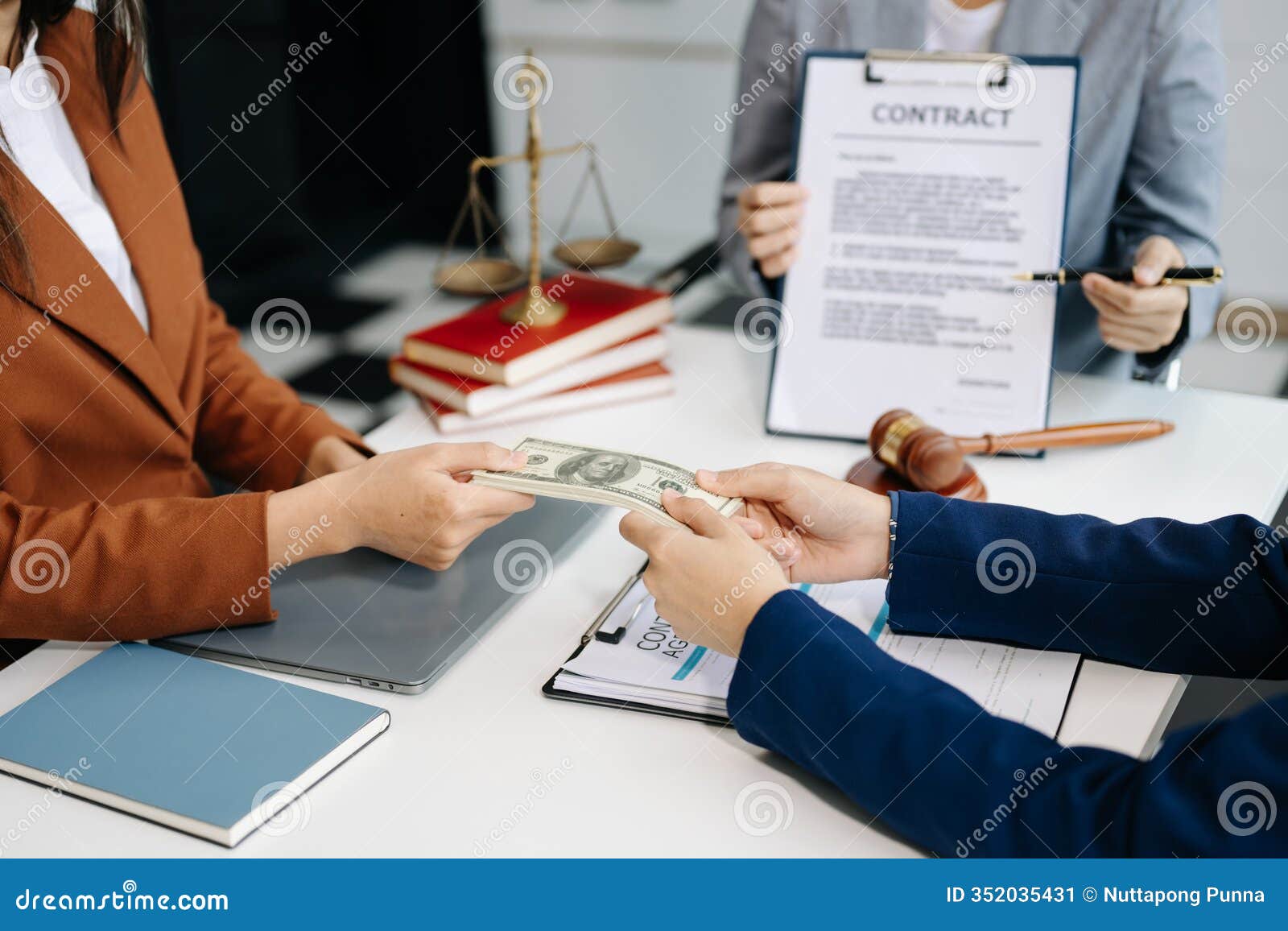 Lawyer Refusing Bribe Money in the Envelop from Business Man at Lawyer ...