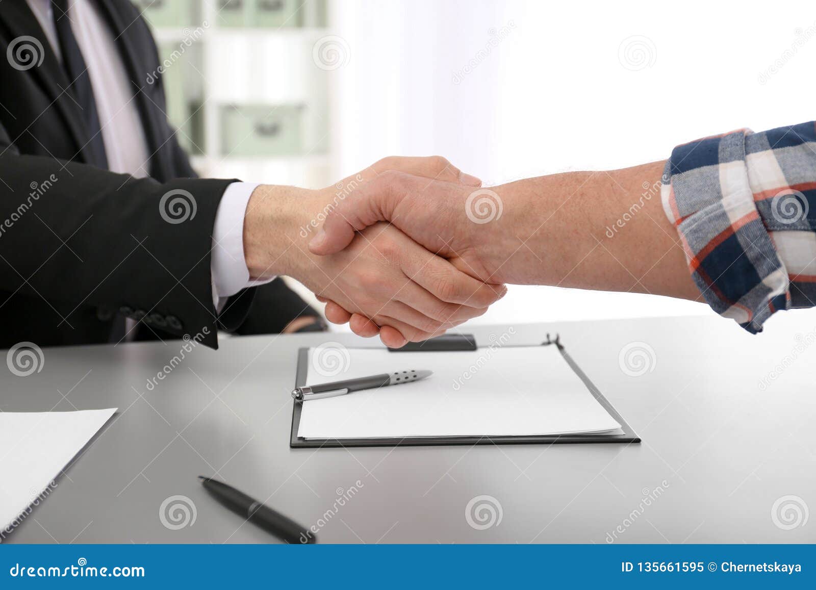 Lawyer Shaking Hands with Client in Office Stock Image - Image of ...