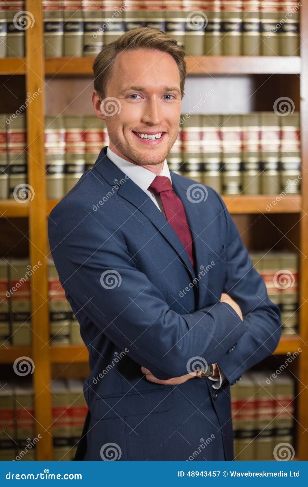 Lawyer Smiling in the Law Library Stock Image - Image of shelf ...