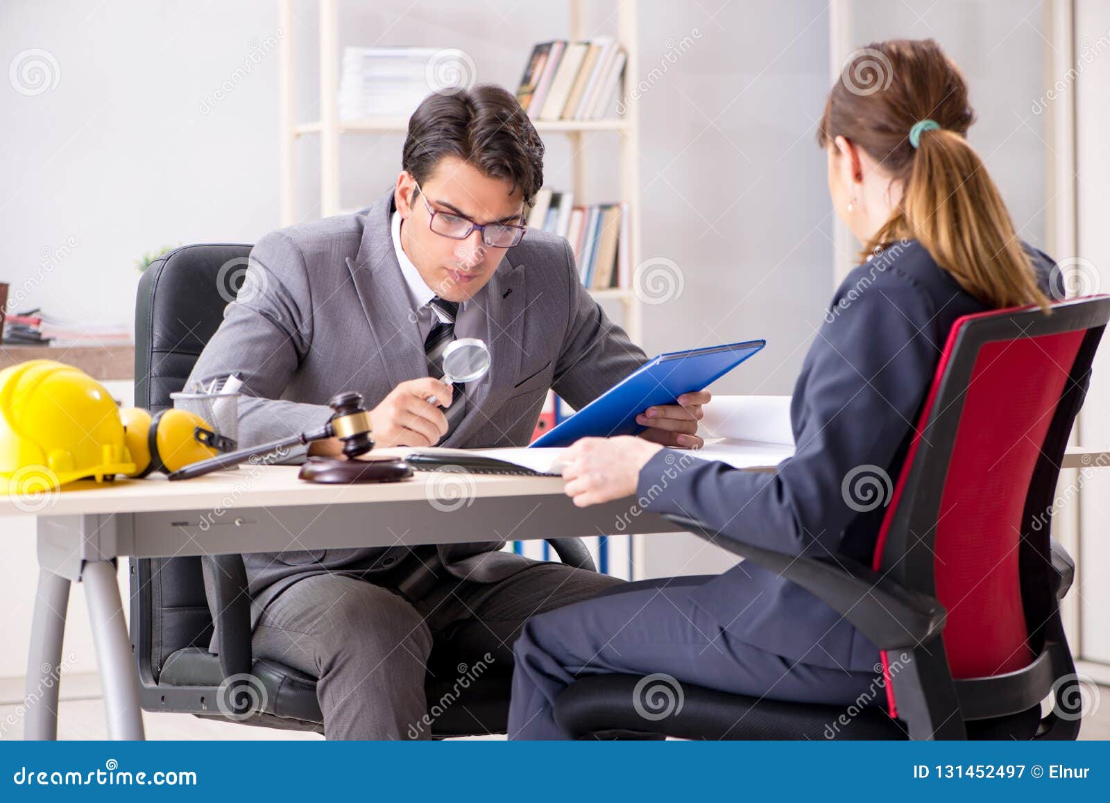 The Lawyer Talking To Client in Office Stock Image - Image of defense ...
