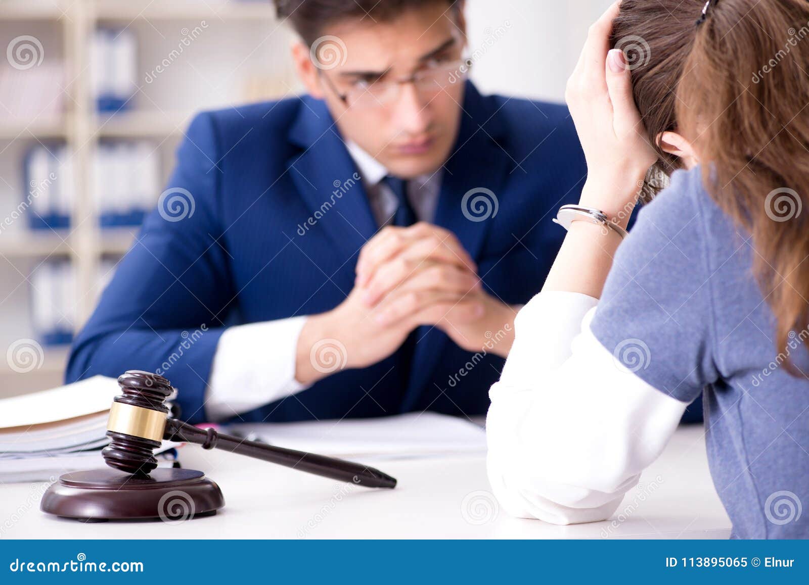 The Lawyer Talking To His Client in Office Stock Image - Image of court ...