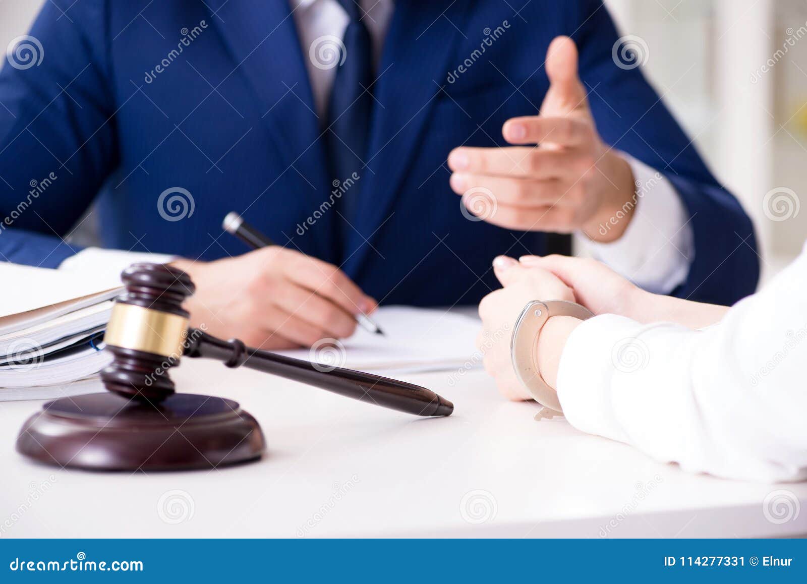 The Lawyer Talking To His Client in Office Stock Image - Image of ...