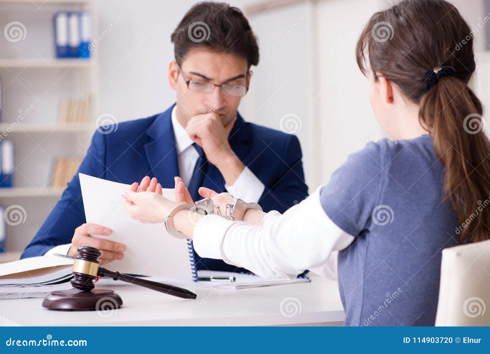 The Lawyer Talking To His Client in Office Stock Photo - Image of ...