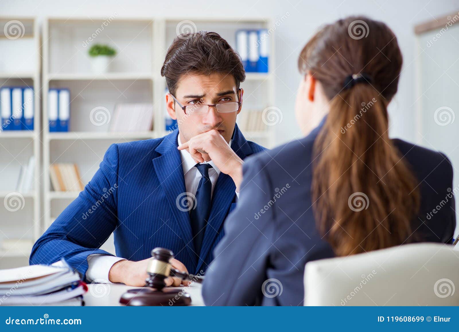 The Lawyer Talking To His Client in Office Stock Image - Image of ...