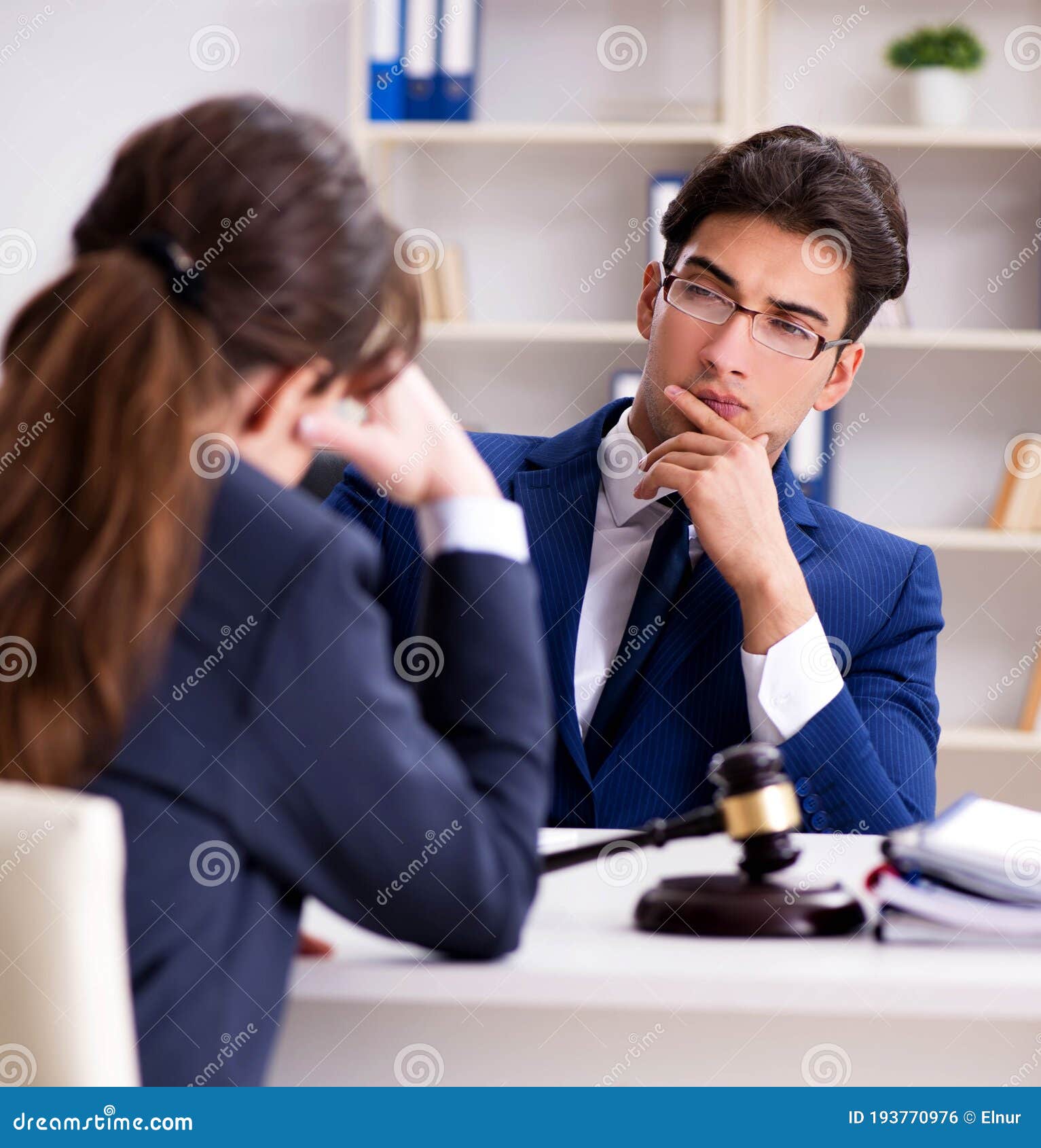 Lawyer Talking To His Client in Office Stock Photo - Image of gavel ...