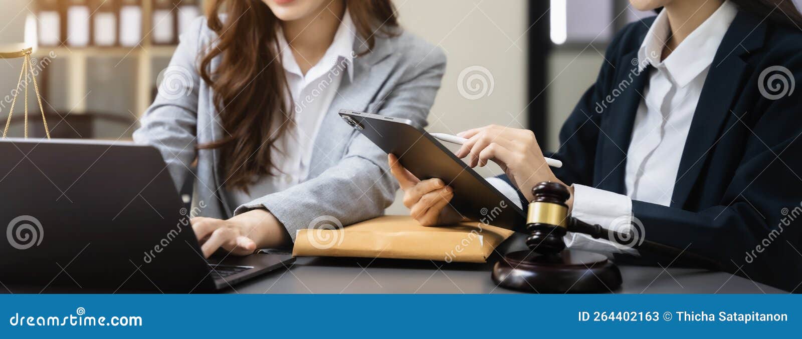 Lawyer Team Working at Table at Home Office in the Morning Stock Image ...