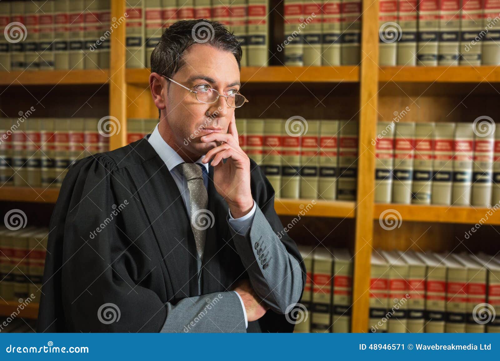Lawyer Thinking in the Law Library Stock Image - Image of male ...