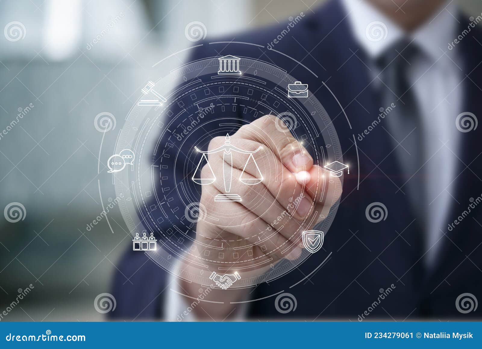 Lawyer on a Virtual Computer Screen Draw the Structure Stock Image ...