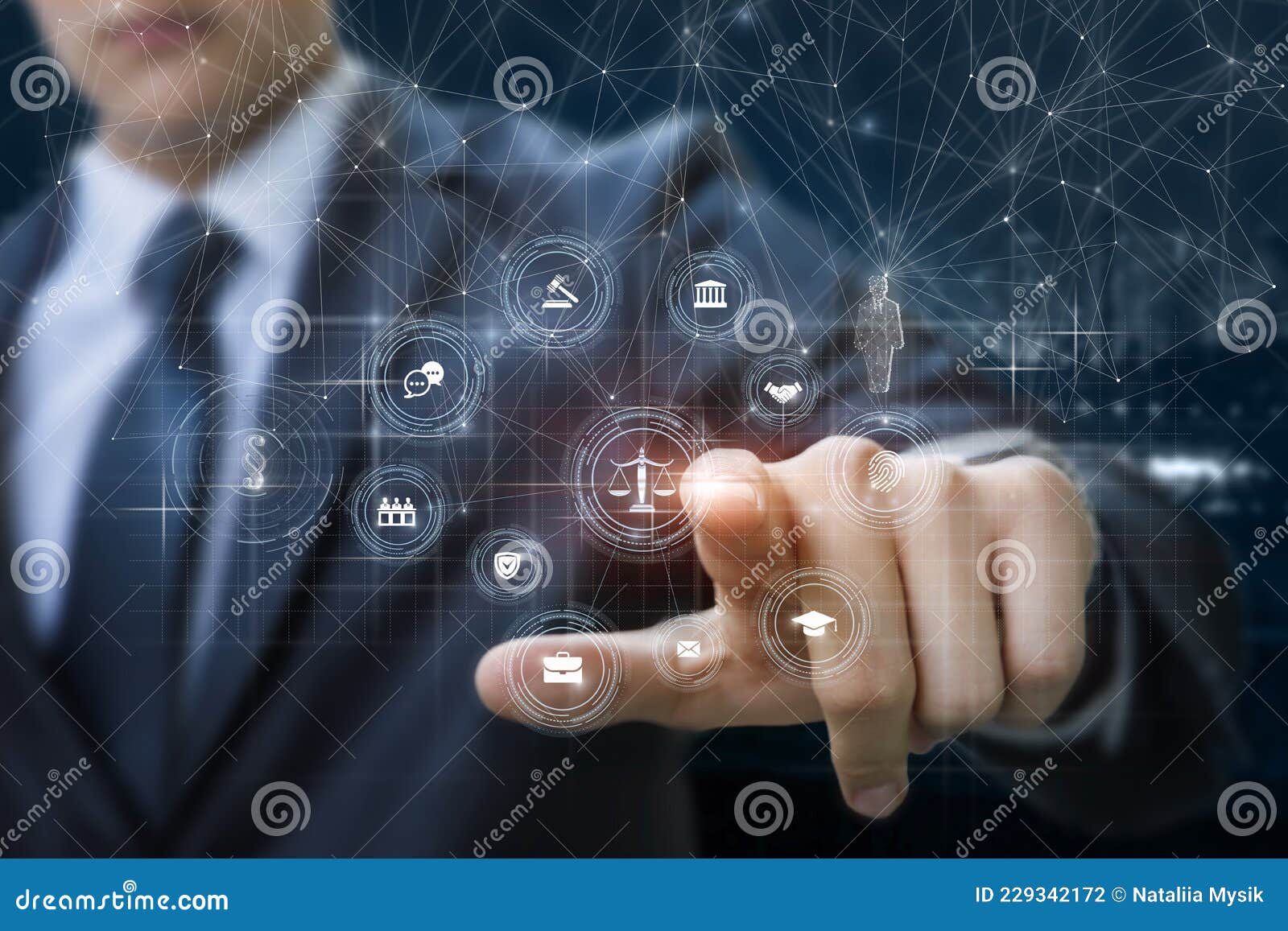Lawyer Working on a Virtual Computer Screen Stock Photo - Image of ...