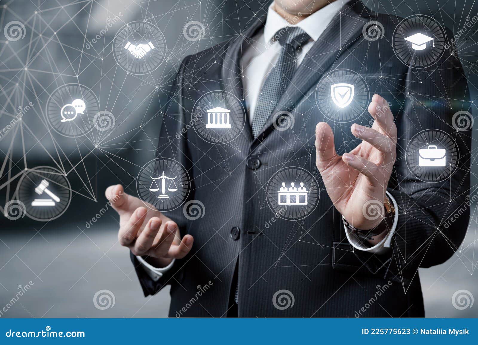 Lawyer Working on Virtual Computer Screen Stock Image - Image of idea ...